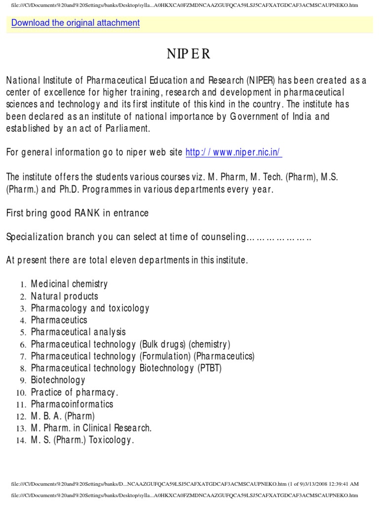 Niper Syllabus | PDF | Natural Products | Pharmaceutical Formulation