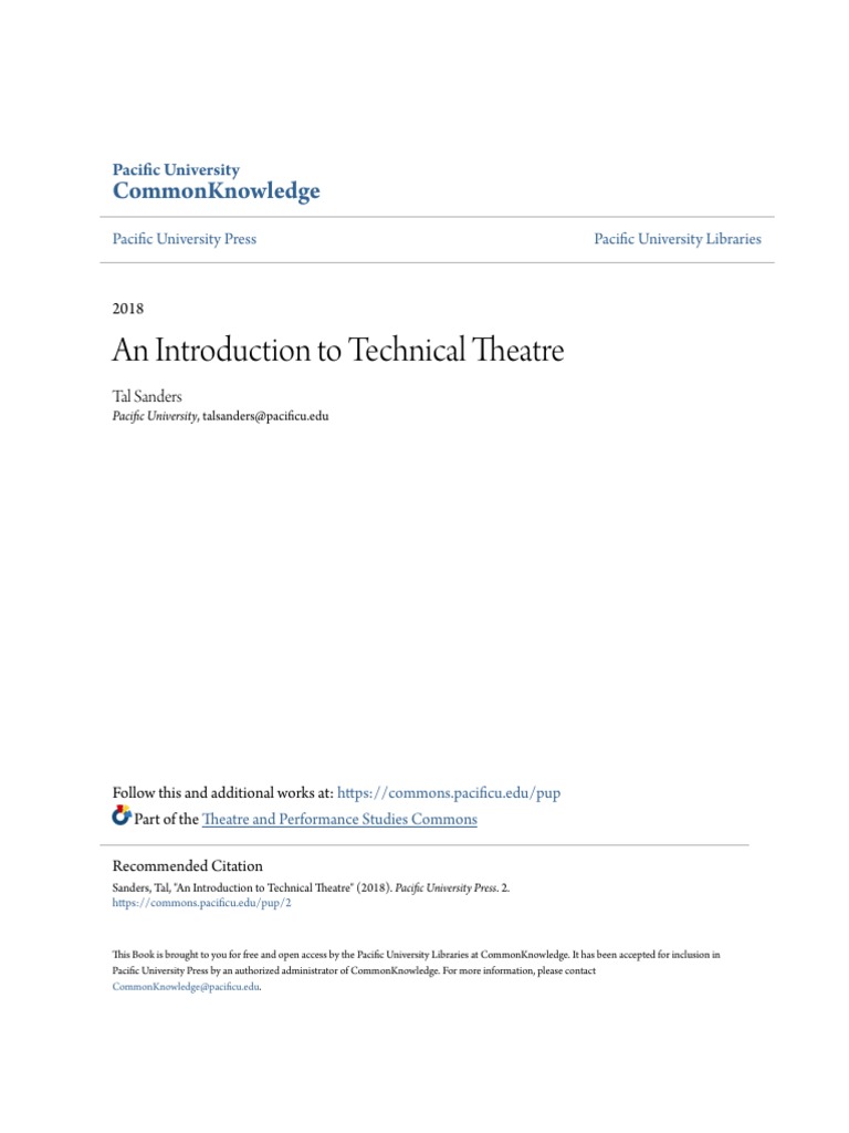 An Introduction To Technical Theatre | PDF | Oral Literature | Theatre