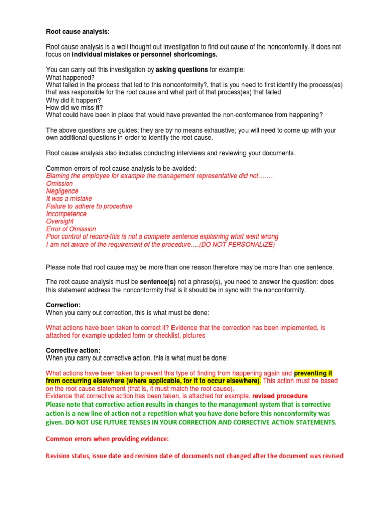 Root Cause Analysis Guidelines - ISO 9001 2015 | PDF | Cognition | Business