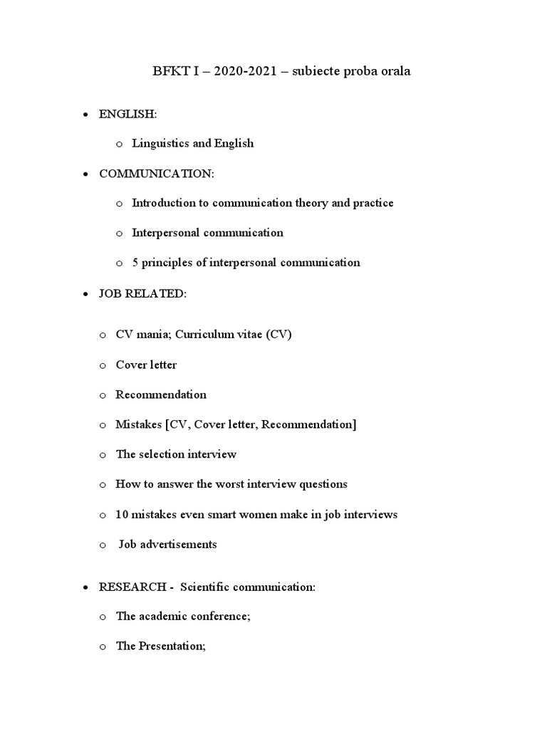 BFKT I 2020-2021 TX Oral | PDF