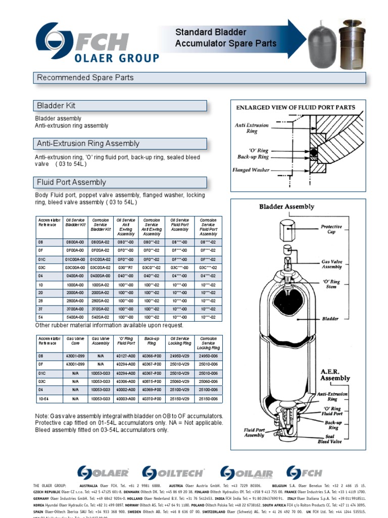 Bladder Accumulator Spares | PDF | Valve | Chemical Engineering
