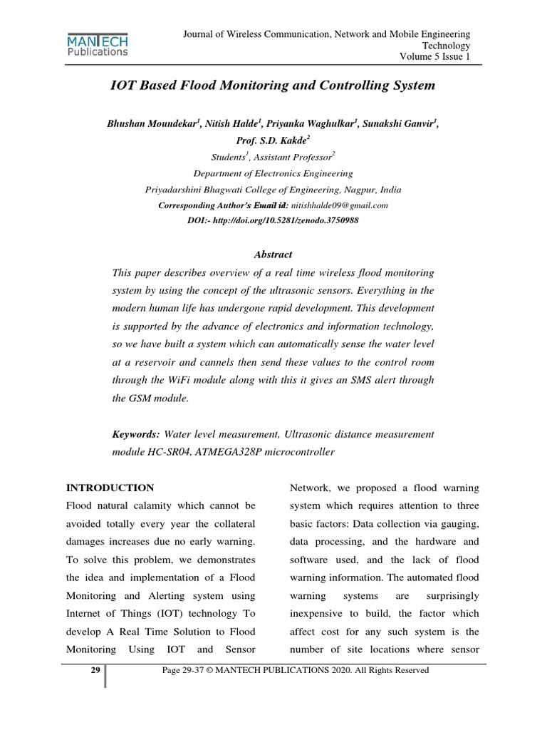 Iot Based Flood Monitoring and Controlling System | PDF | Computer ...