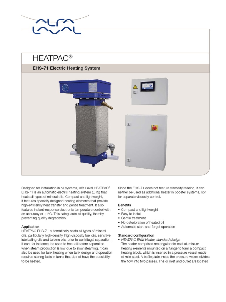 Heatpac: EHS-71 Electric Heating System | PDF | Oil | Electric Heating