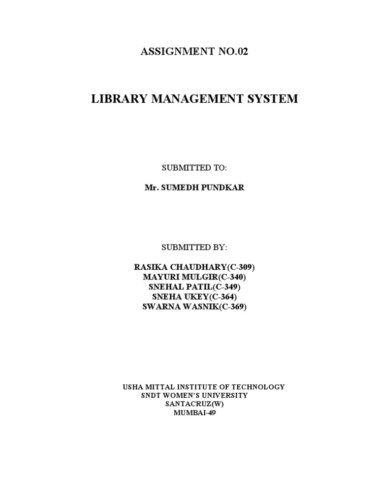 Library Management System: Assignment No.02 | PDF | Class (Computer Programming) | Inheritance ...