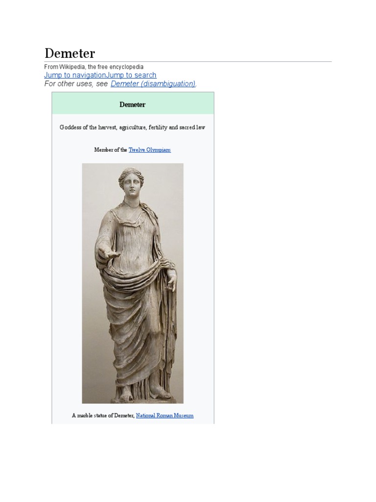 Demeter: Jump To Navigation Jump To Search | Download Free PDF | Greek ...