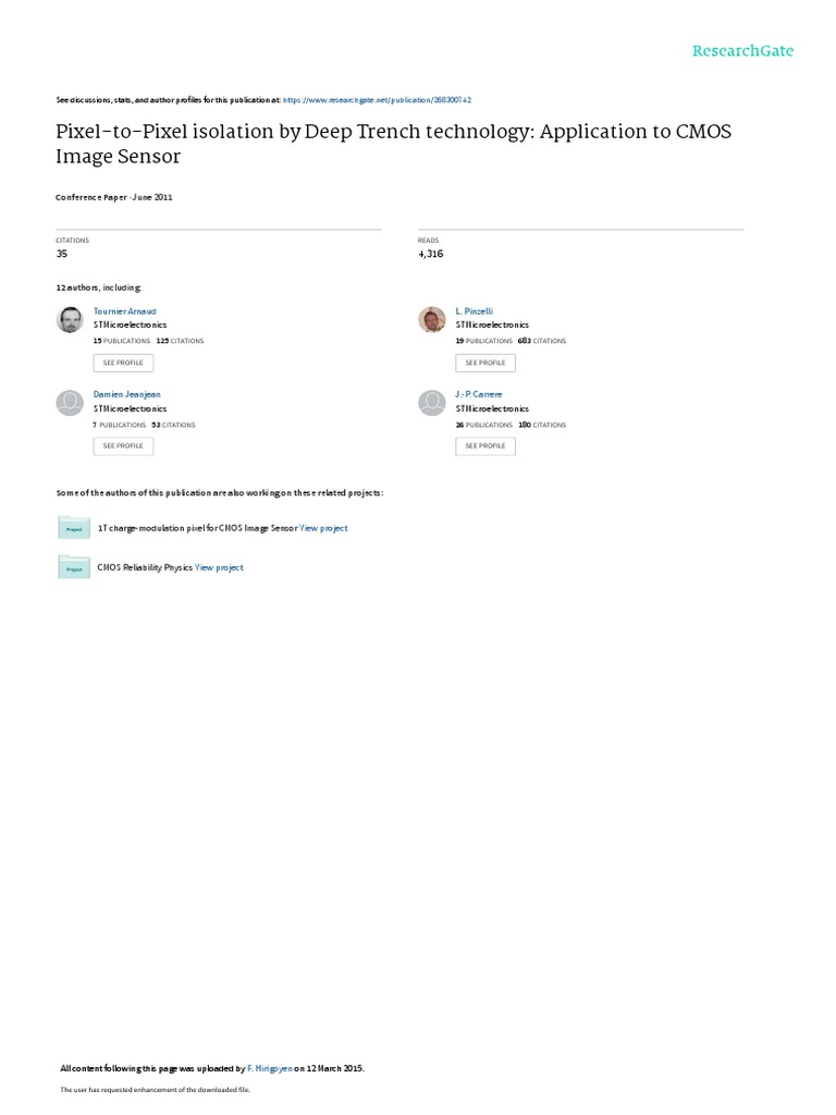 Pixel-to-Pixel Isolation by Deep Trench Technology: Application To CMOS Image Sensor | PDF ...