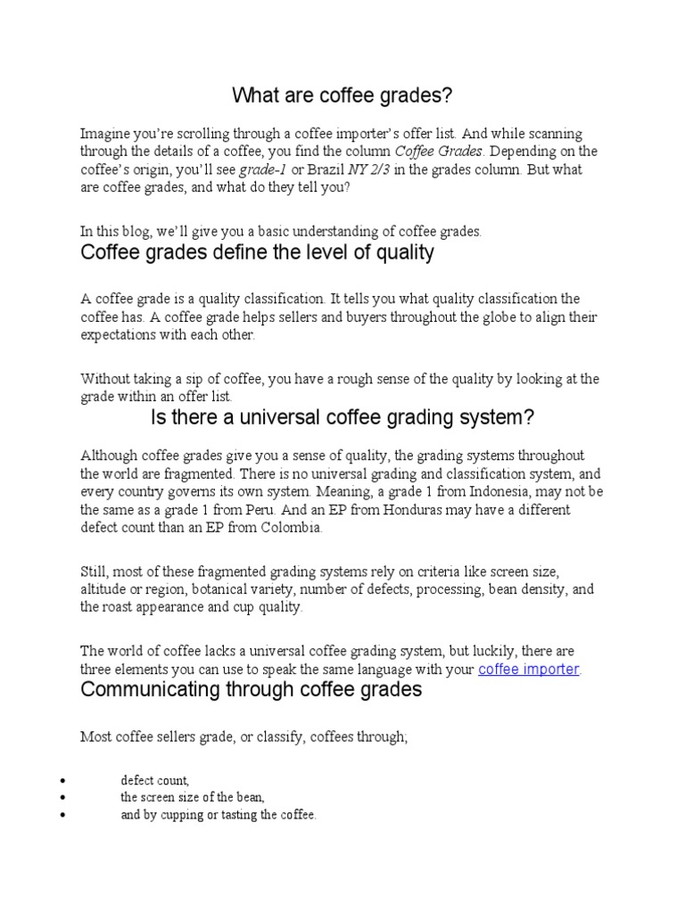 What Are Coffee Grades | PDF | Coffee | Drink