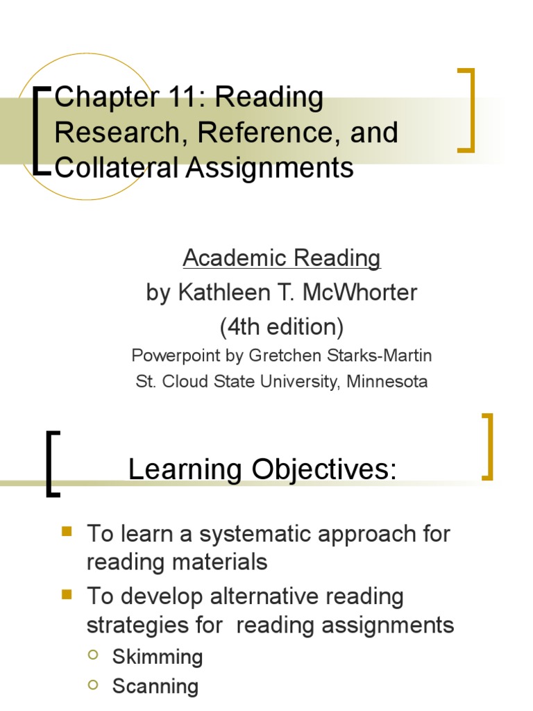Chapter 11: Reading Research, Reference, and Collateral Assignments ...
