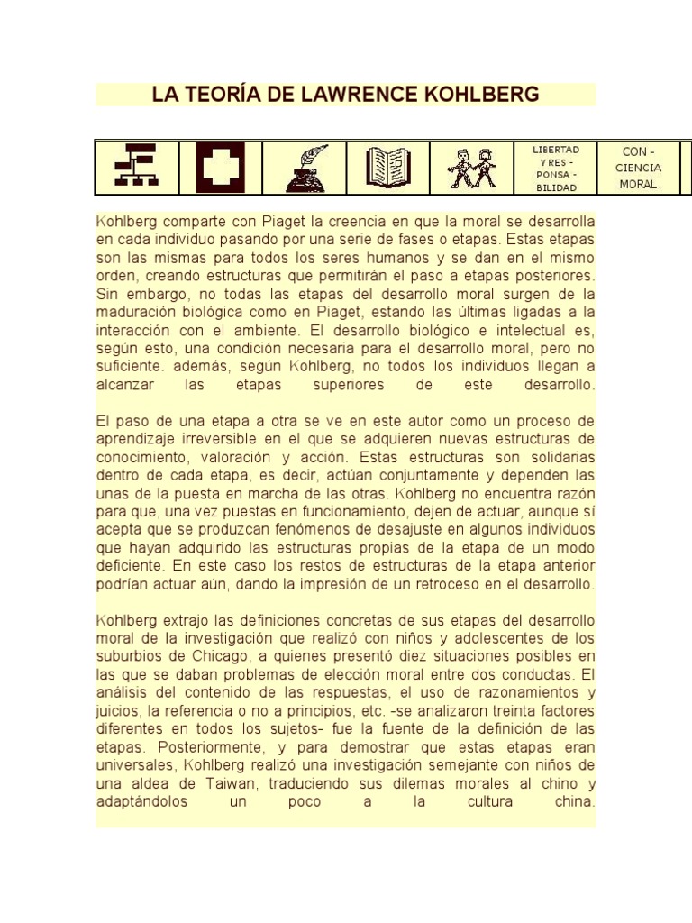 Etapas del Desarrollo Moral de Kohlberg | PDF | Moralidad | Teorías ...