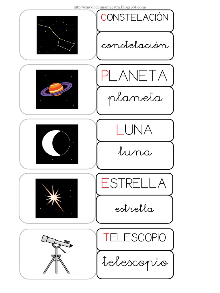 Vocabulario del Espacio para Niños | PDF | Ciencia y matemáticas ...