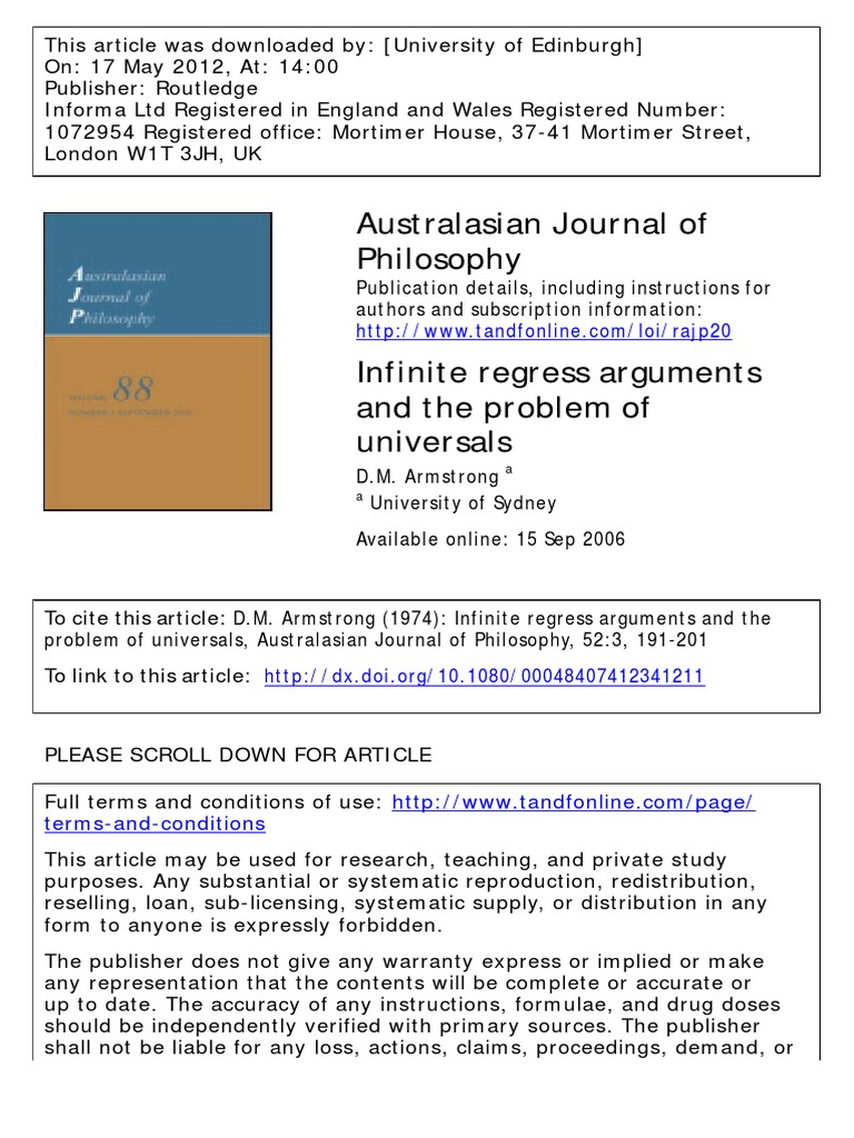 Infinite Regress and Universals Analysis | PDF | Logic | Metaphilosophy