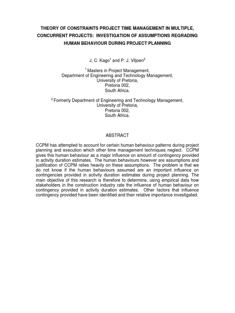 Critical Chain Project Management | PDF | Project Management | Case Study