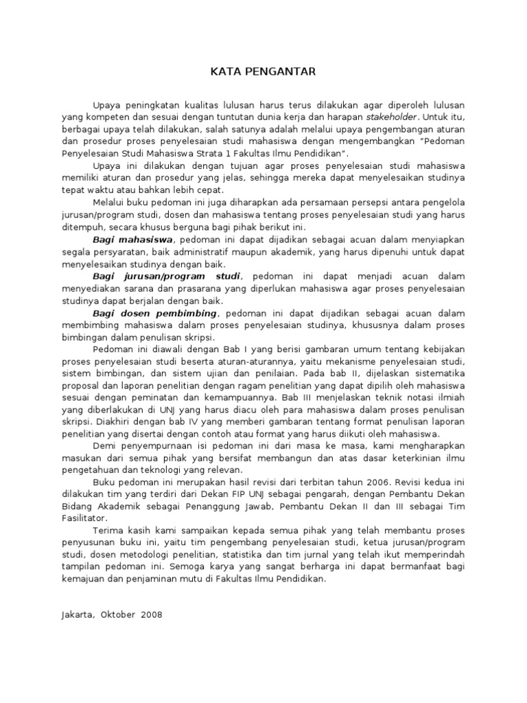 Pedoman Penyusunan Skripsi FIP UNJ Tahun 2009 | PDF | Karier ...