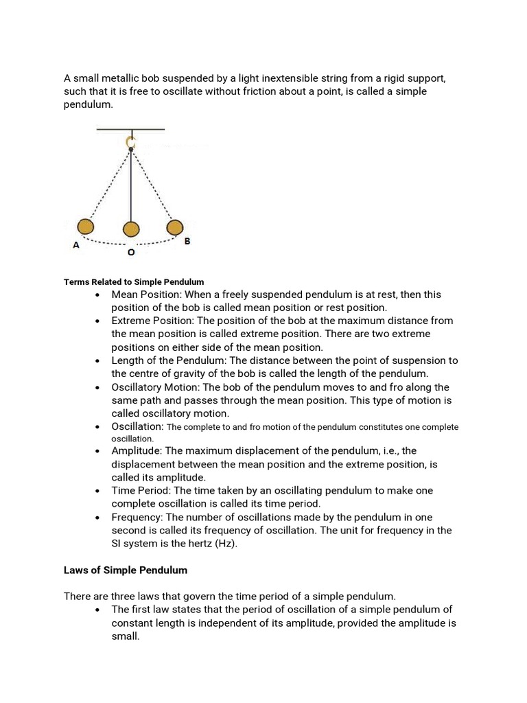 Simple Pendulum ICSE | PDF | Pendulum | Frequency