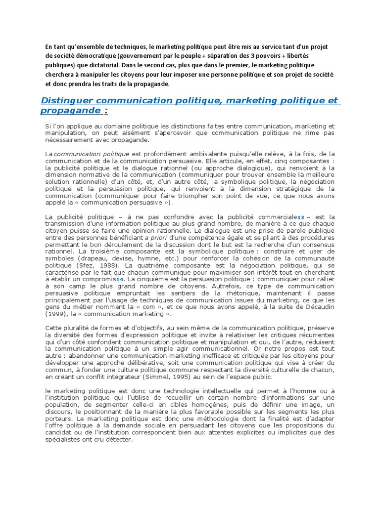 Marketing Politique | PDF | la communication | Commercialisation