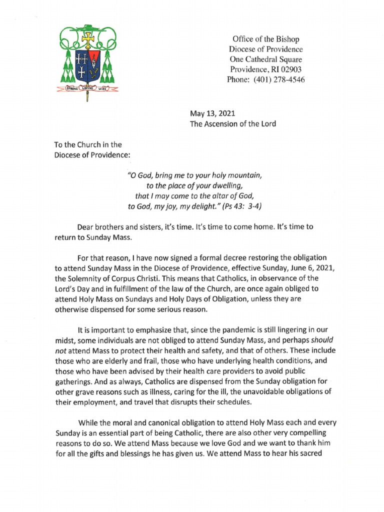 2021-05-13 Bishop's Letter To The Diocese | PDF