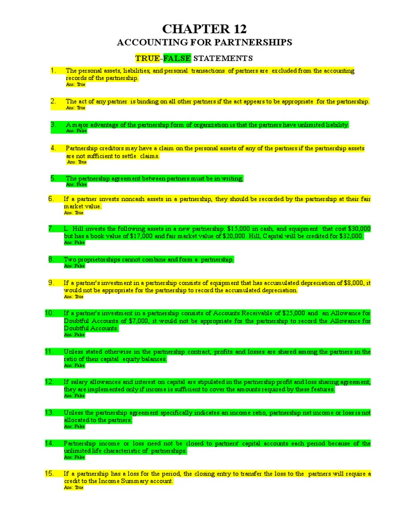 Accounting For Partnerships | PDF | Partnership | Equity (Finance)