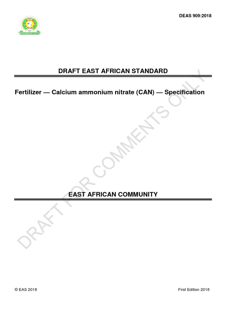 Draft East African Standard: DEAS 909:2018 | Download Free PDF ...