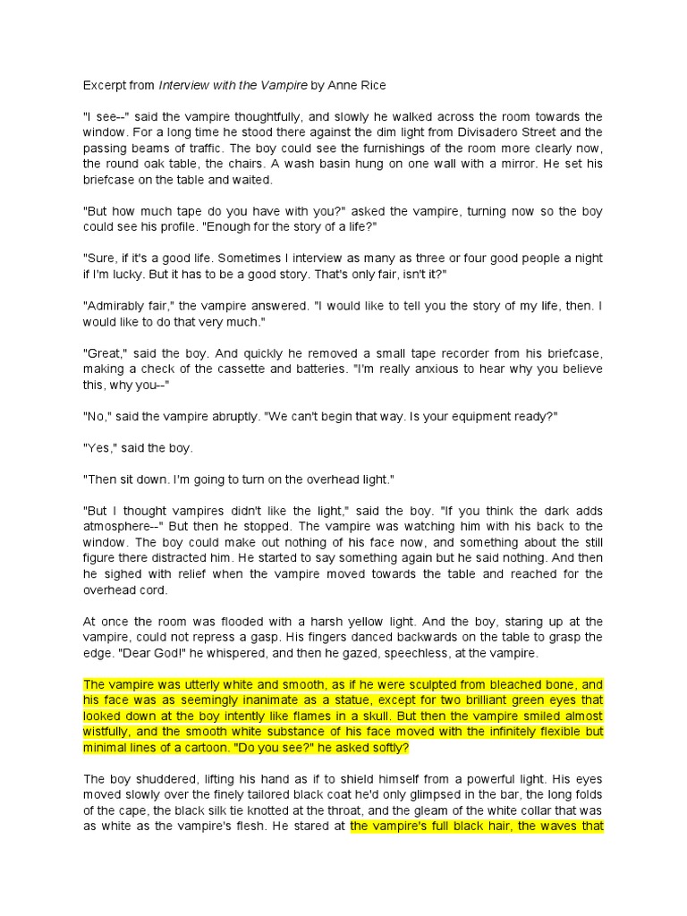 Excerpt From Interview With The Vampire | PDF | Vampires
