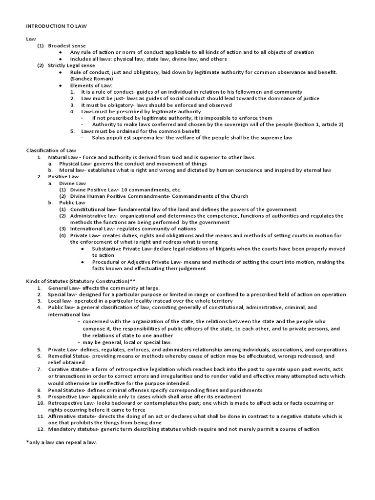 Intro To Law | PDF | Ex Post Facto Law | Constitution