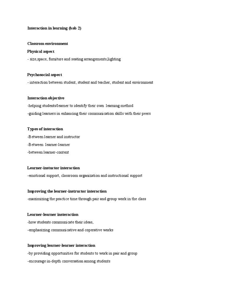 Interaction in Learning (Chapter 2) | PDF | Career & Growth
