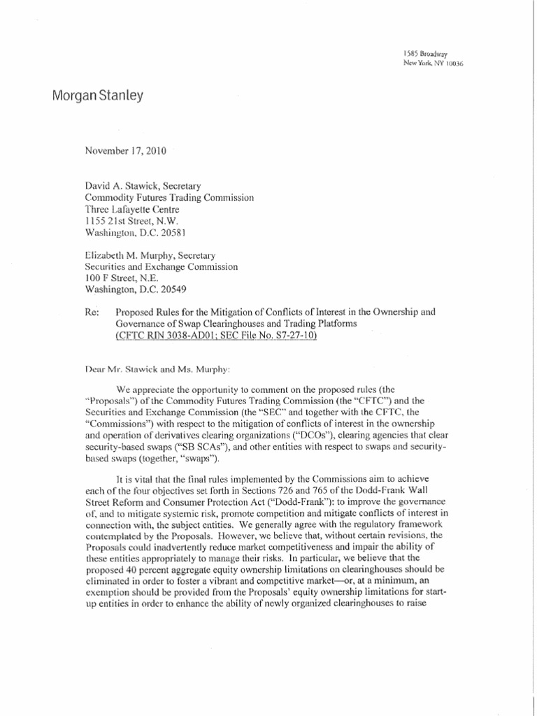 Morgan Stanley | PDF | Commodity Futures Trading Commission | Dodd ...