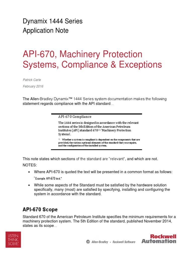 Dynamix 1444 Api 670 Compliance Feb 16 Pdf Sensor System