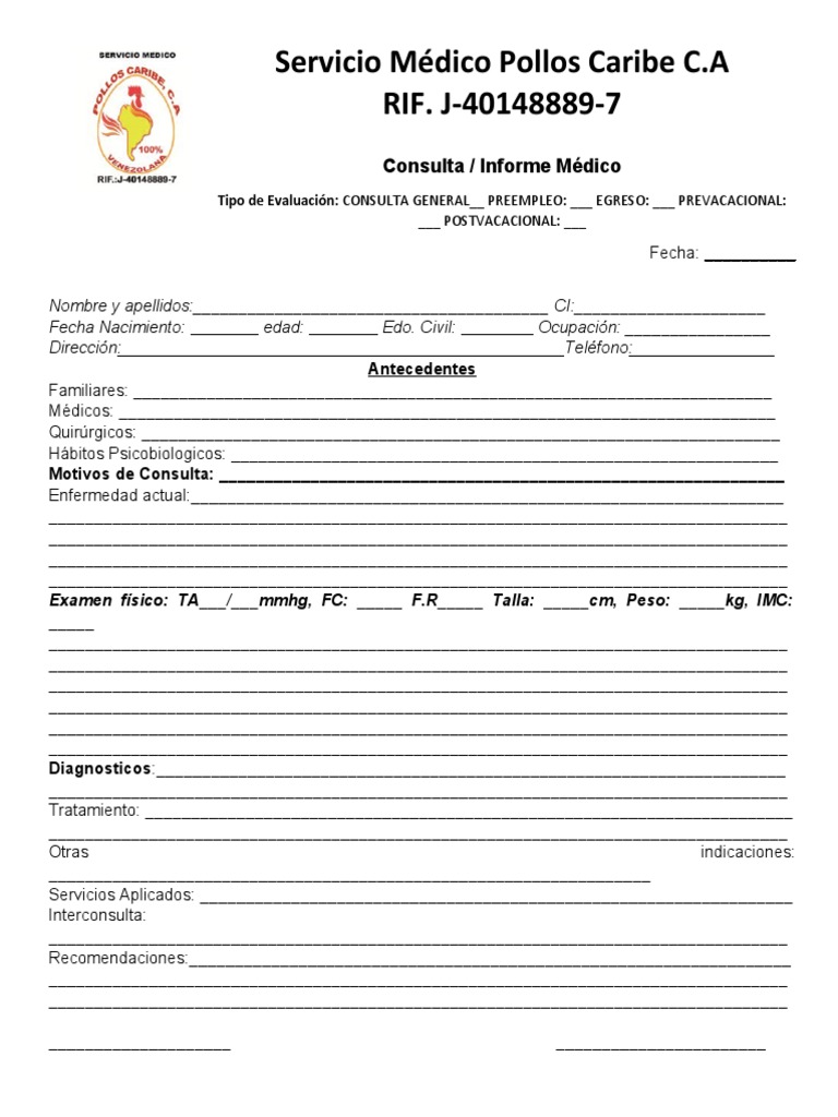 Formato de Consulta Médica General | PDF | Medicina | Especialidades ...