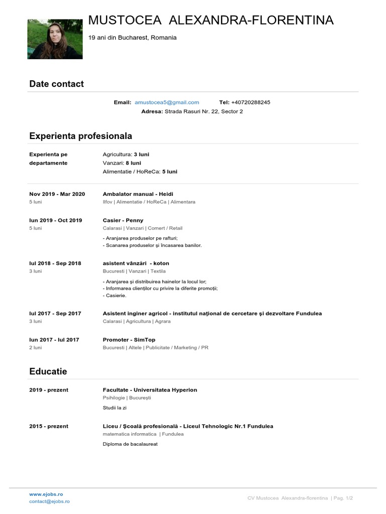 CV Alexandra-Florentina Mustocea - 1 | PDF