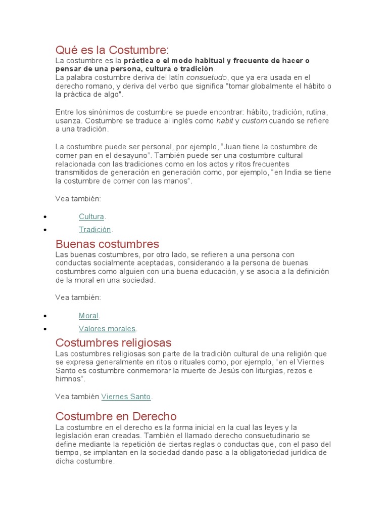 Qué Es La Costumbre | PDF