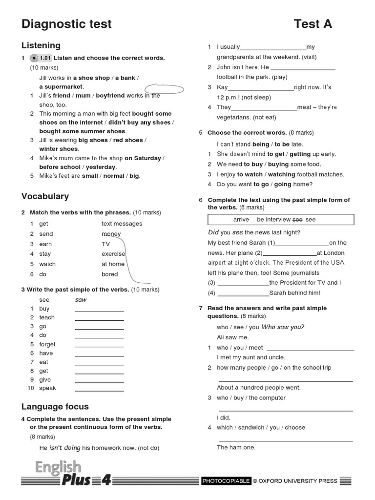 English Plus 4 Test Book | PDF | Verb | English Language