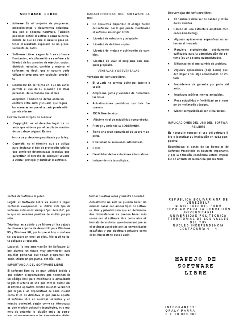 Triptico | PDF | Software libre | Software propietario