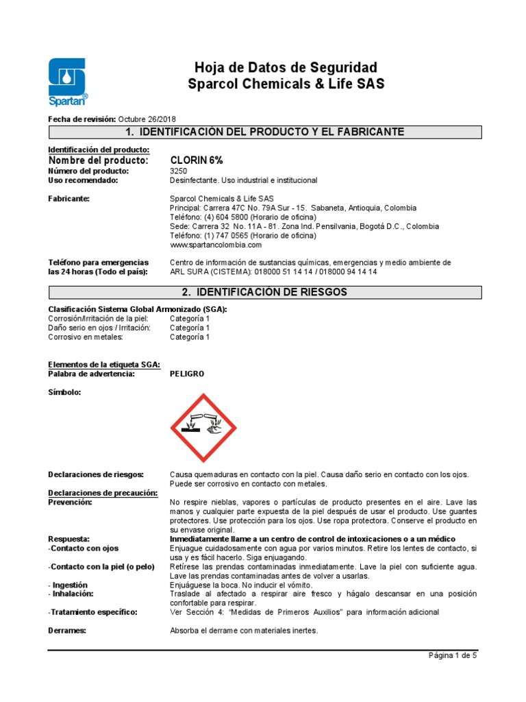 Clorin 6 HdeS SGA | PDF | Amoníaco | Cloro