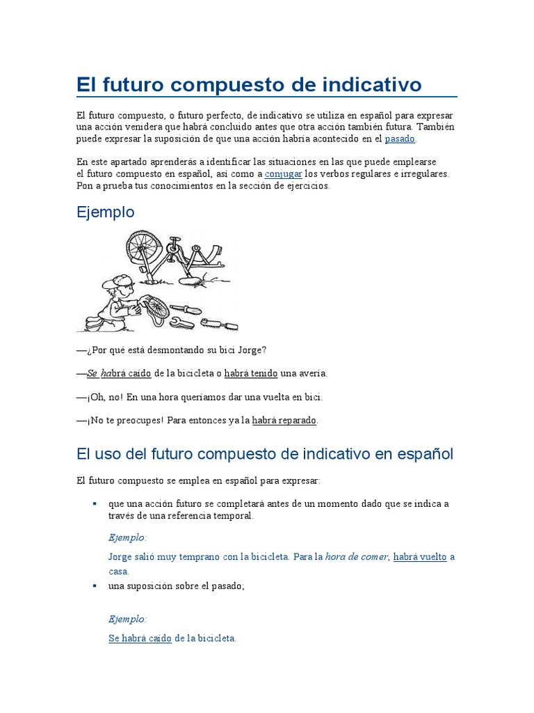 El Futuro Compuesto de Indicativo | PDF | Verbo | Sintaxis