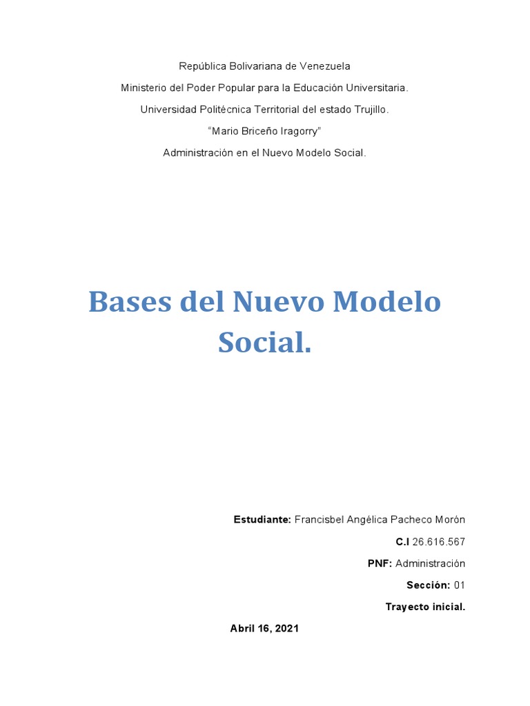 Bases del Nuevo Modelo Social en Venezuela | PDF | Venezuela | Política