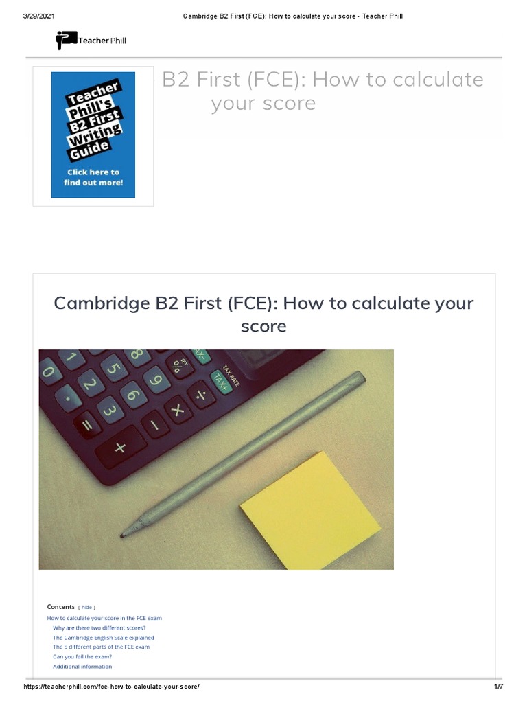 Cambridge B2 First (FCE) - How To Calculate Your Score - Teacher Phill ...