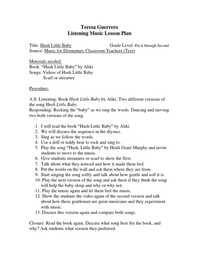 Listening Lesson Plan | PDF | Pedagogy | Teaching