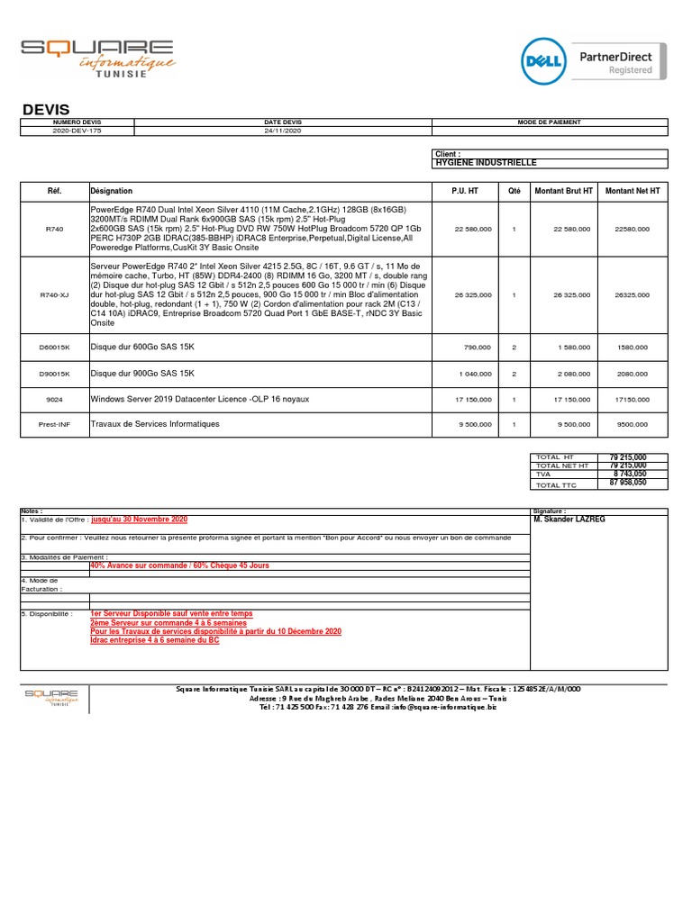 Devis Hygiene Industrielle | PDF | Ingénierie informatique | Informatique