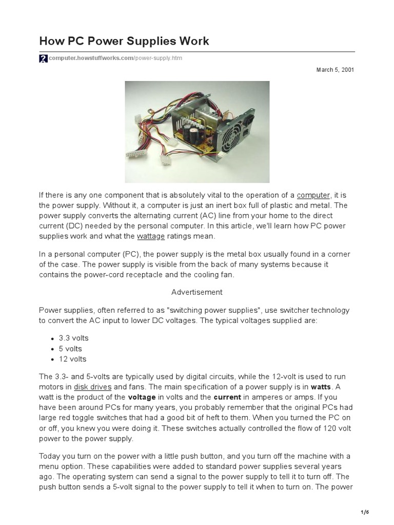 How PC Power Supplies Work | PDF | Power Supply | Rectifier