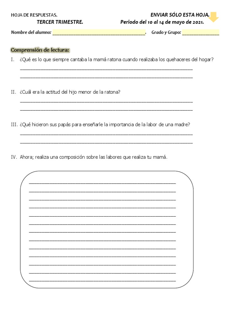 Hoja de Respuestas (Comprensión Lectora) | PDF