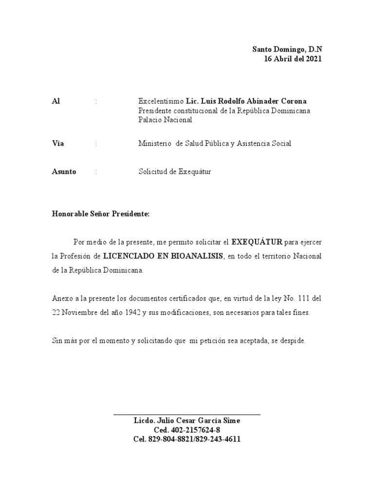 Solicitud de Exequátur Medicina | PDF