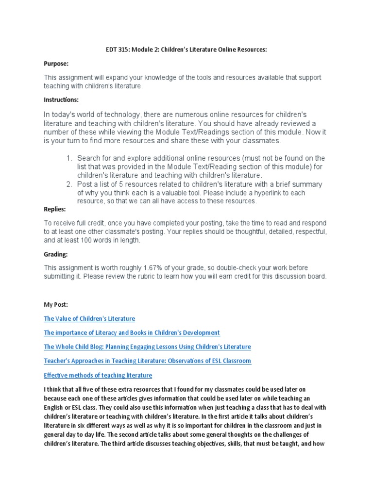 Edt 315 Mod | PDF | English As A Second Or Foreign Language | Children ...