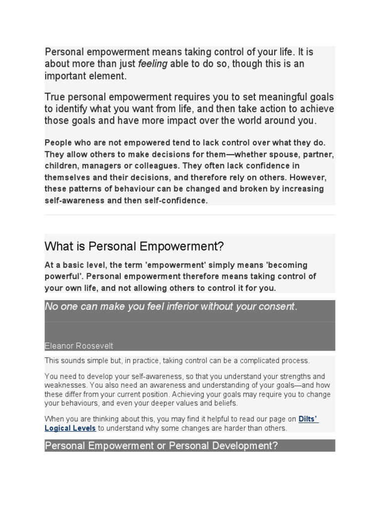 Personal Empowerment Means Taking Control of Your Life | PDF ...