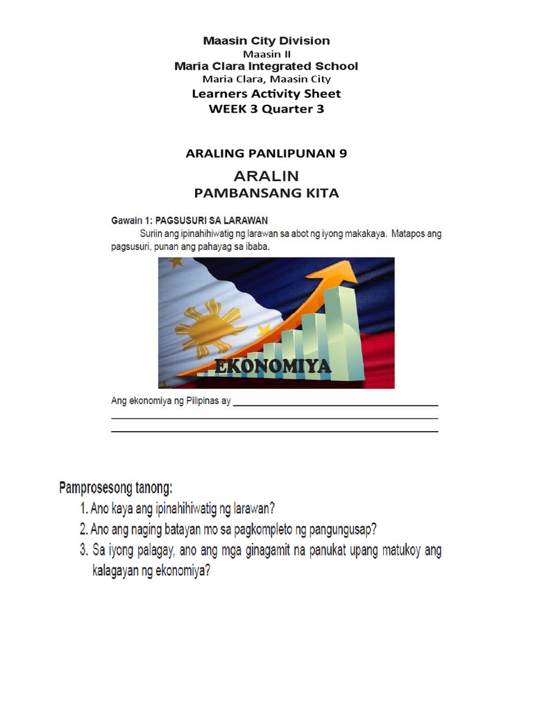 Sample Learner's Activity Sheet | PDF