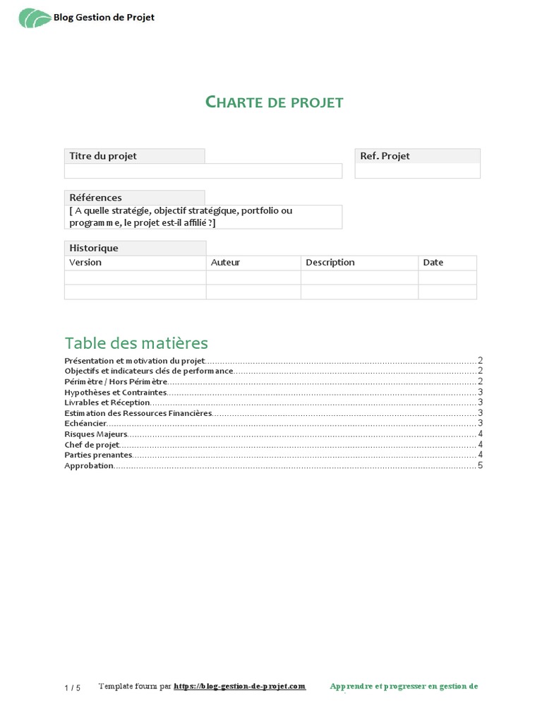 BGDP Template de Charte Projet | PDF