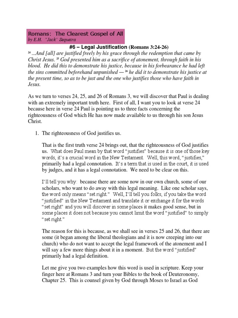 #6 - Legal Justification (Romans 3 24-26) | PDF | Justification ...