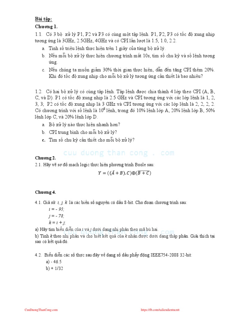 Kien Truc May Tinh Nguyen Kim Khanh Baitap KTMT DHBKHN (Cuuduongthancong - Com) | PDF