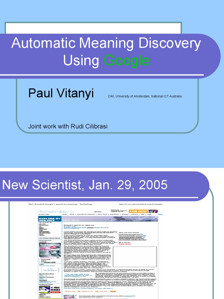 Automatic Meaning Discovery Using Google | PDF | Data Mining | Areas Of ...