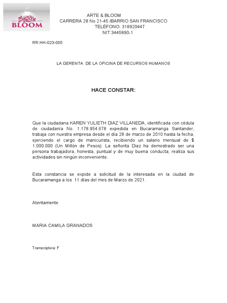 CARTA Constancia | PDF