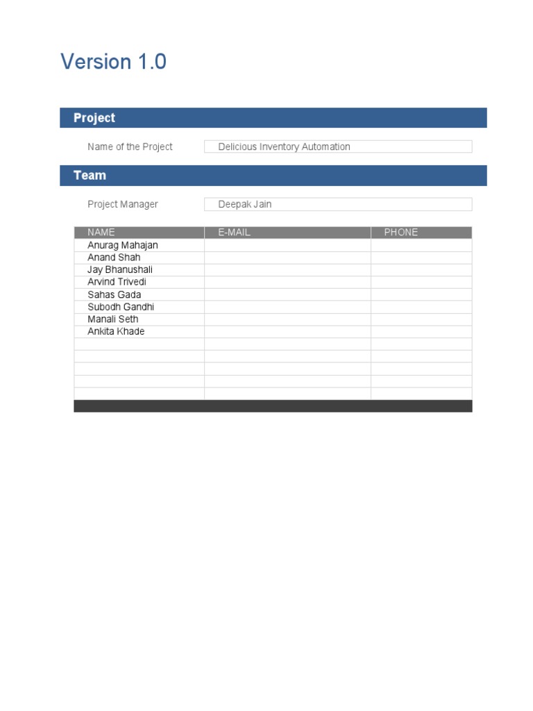 Delicious - IMT - Project Execution Plan V 1 - 0 17 - 06 - 2020 | PDF ...